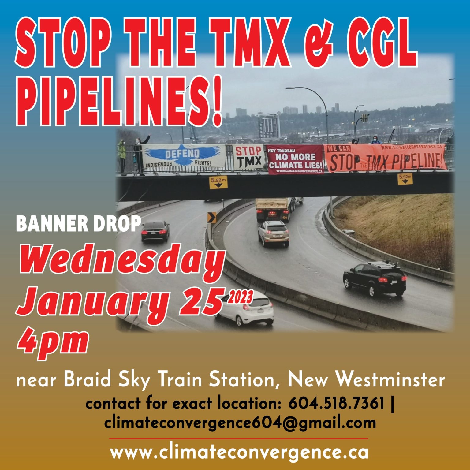 January 25, 2023 – BANNER DROP: STOP the TMX and CGL Pipelines ...
