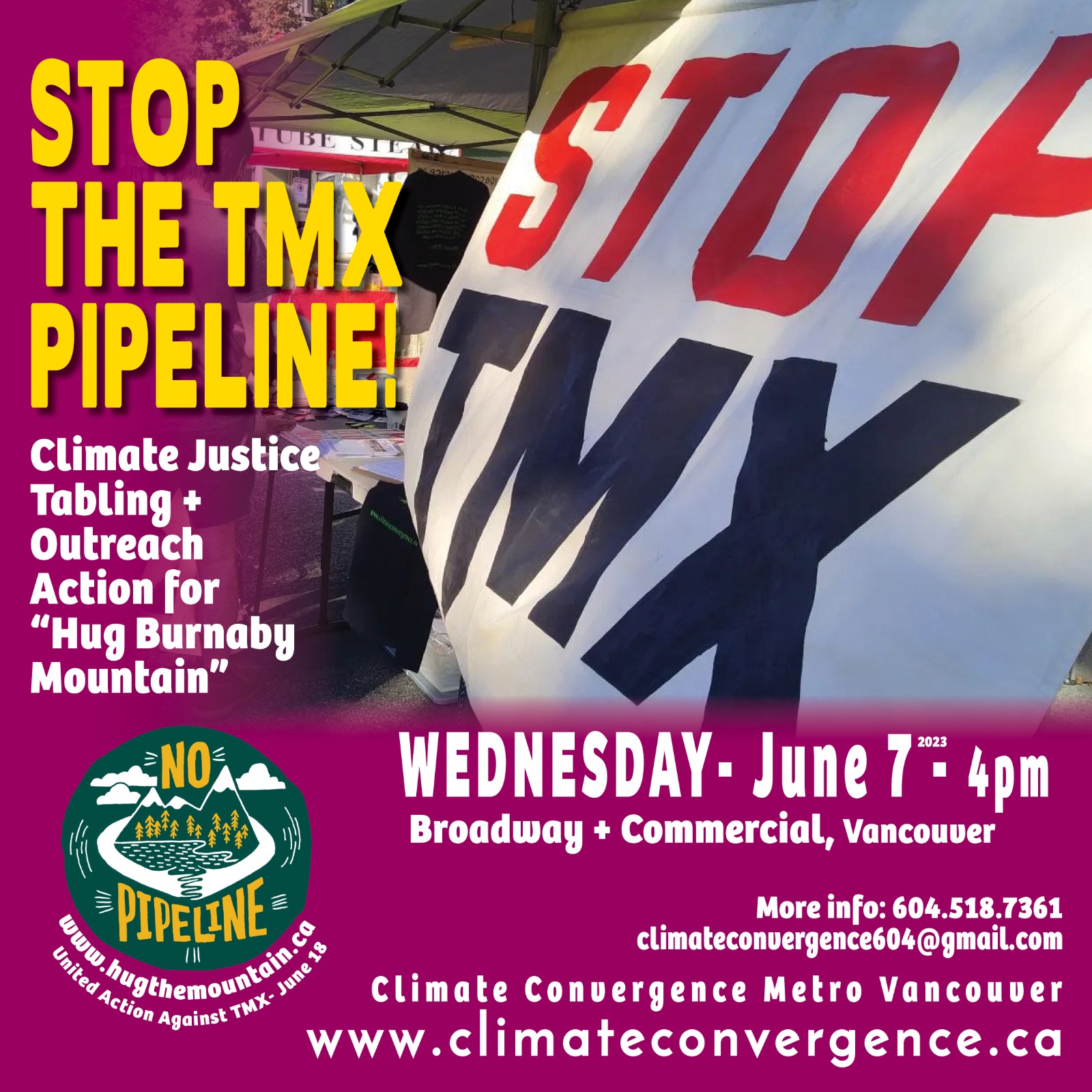 June 7, 2023: Stop the TMX Pipeline! Climate Justice Tabling + Outreach ...
